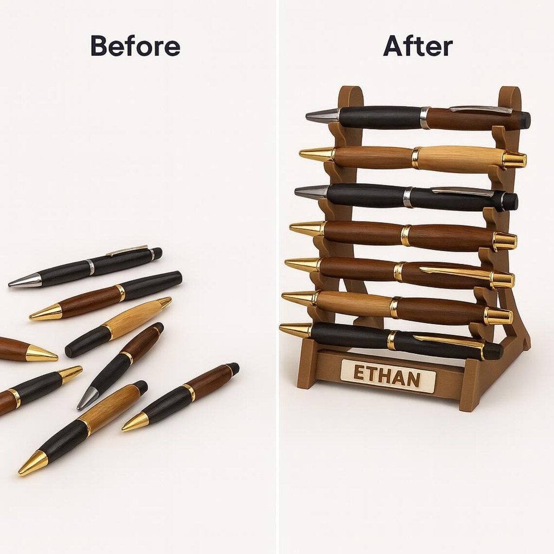 Ladder Personalized Pen Display Rack With Nameplate | Desk Organizer ...