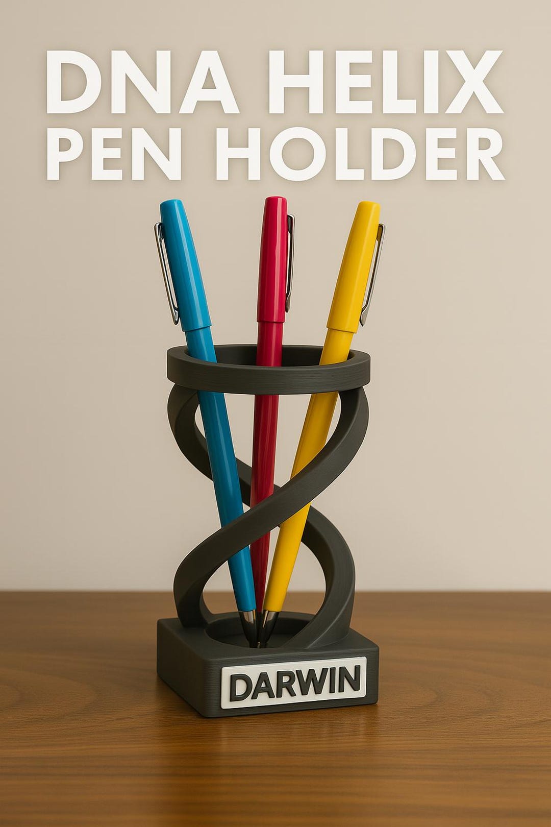 Personalized DNA Pen Holder, 3D Printed Double-helix Desk Organizer ...