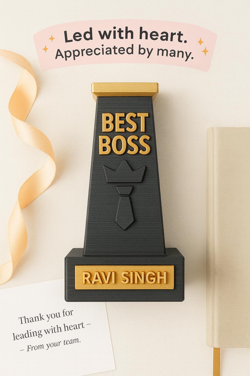Executive Crown Tower™ — Personalized Best Boss Trophy & Desk Award ...