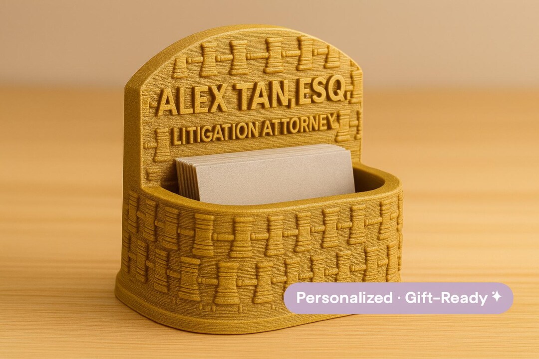 The Counsel Crest™ Gavel-weave Nameplate + Card Holder — Personalized ...