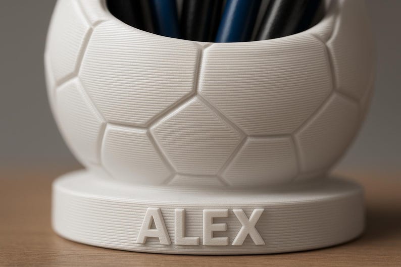 Custom 3d-printed Soccer Ball Pen Holder - Personalized Desk Organizer ...