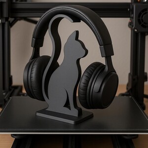 3D Printed Cat Headphone Stand – Unique Gift for Cat Lovers, Gamer Desk ...