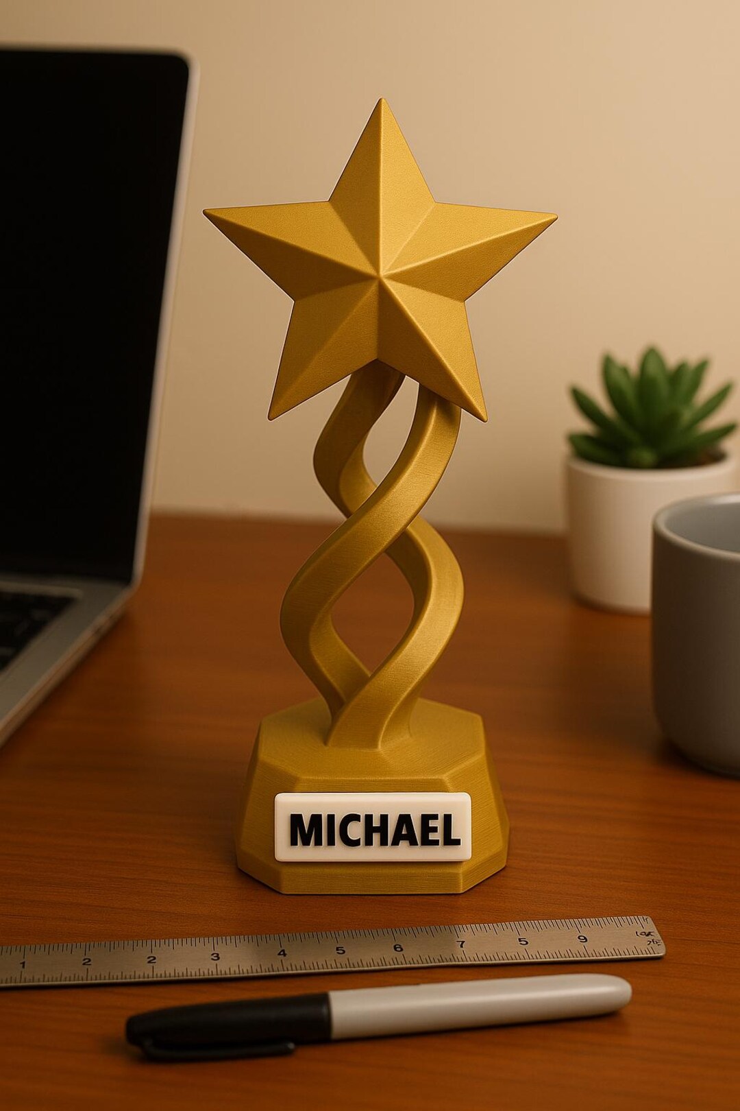 Custom Twist-star Trophy – Personalized Nameplate, Detachable White ...