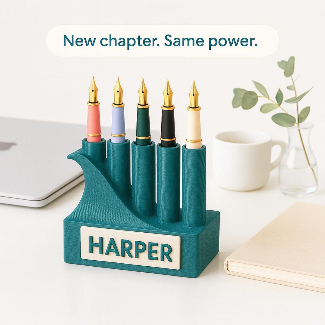 Wavescribe Personalized Pen Stand (5 Pens) – Custom Name Wave Holder ...