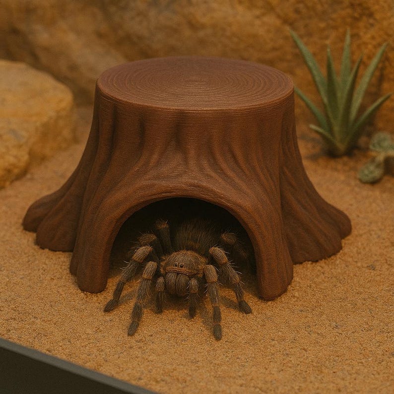 3D Printed Tree Stump Spider Hide – Realistic Reptile | Tarantula ...