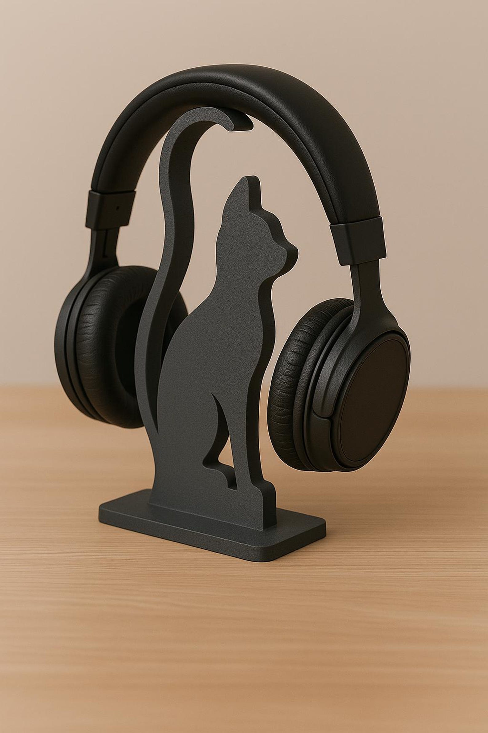 3D Printed Cat Headphone Stand – Unique Gift for Cat Lovers, Gamer Desk ...
