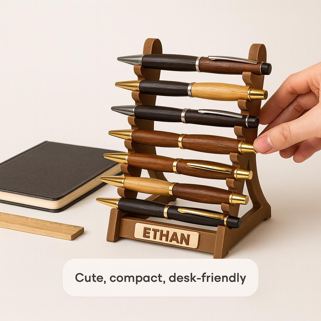 Ladder Personalized Pen Display Rack With Nameplate | Desk Organizer ...