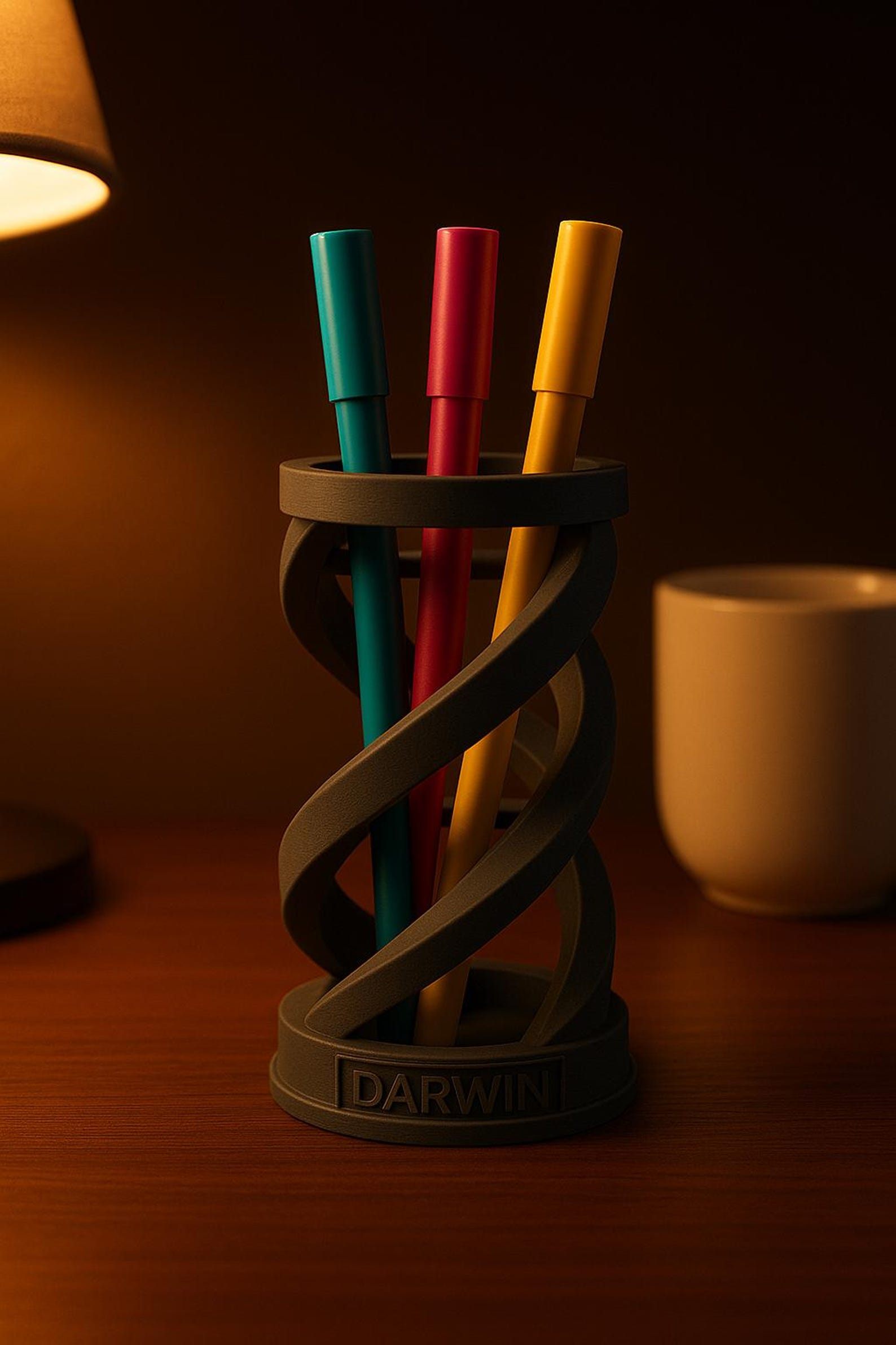 Personalized DNA Pen Holder, 3D Printed Double-helix Desk Organizer ...