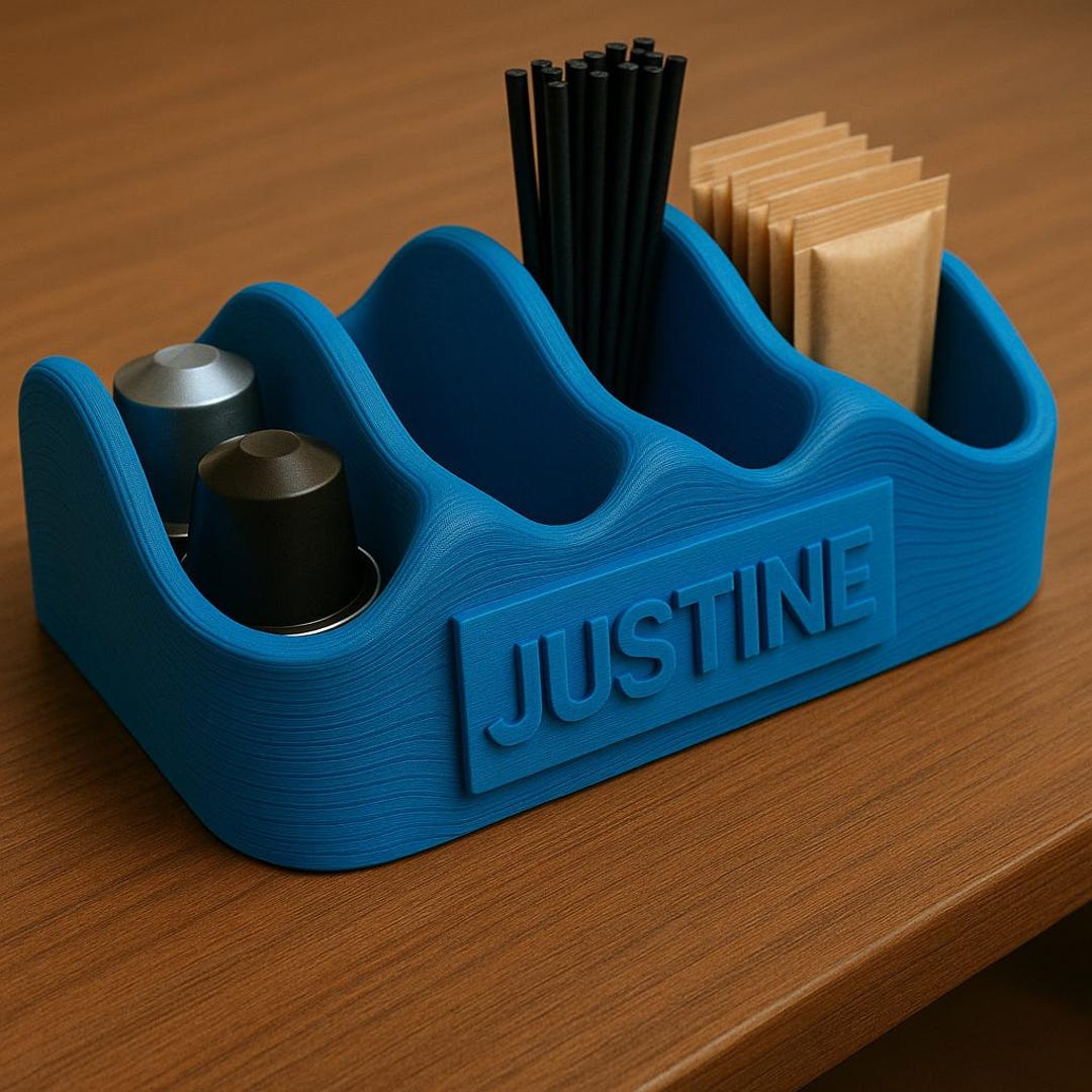 Personalized 3D Printed Coffee Station Organizer – Wavy Desk Tray for ...