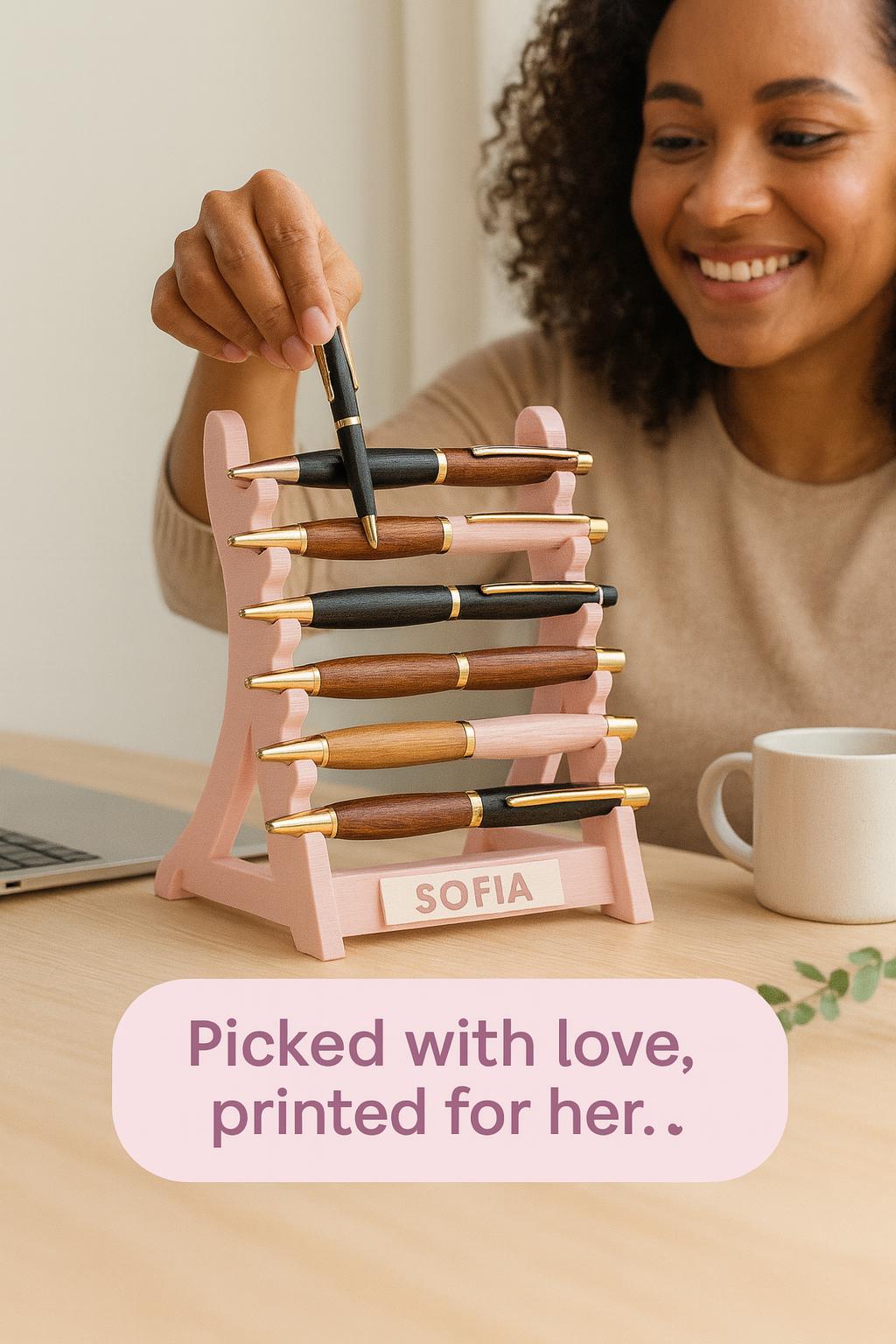 Ladder Personalized Pen Display Rack With Nameplate | Desk Organizer ...