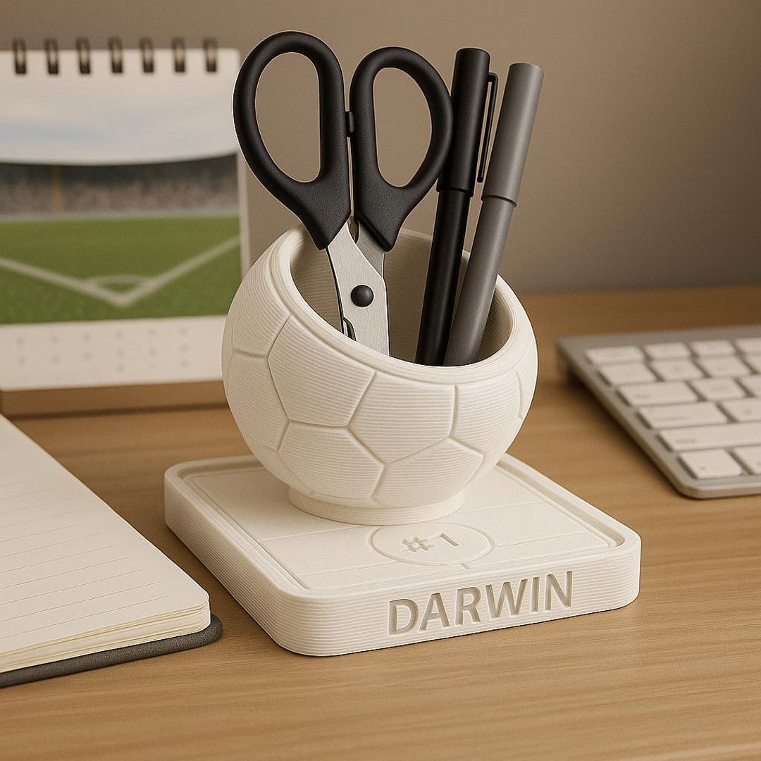 Personalized Soccer Ball Pen Holder | Custom 3D Printed Desk Organizer ...