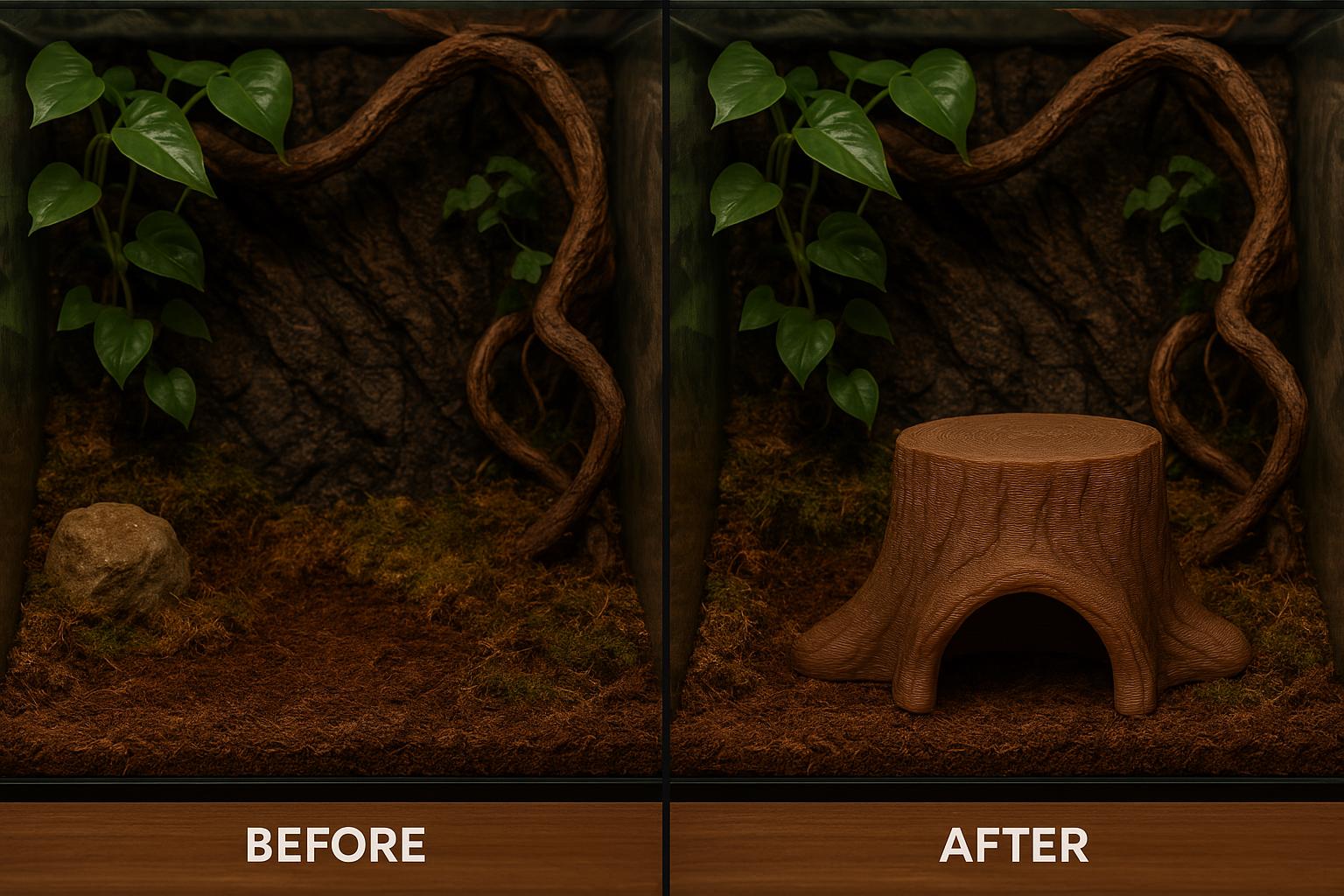 3D Printed Reptile Hide – Hollow Tree Stump Terrarium Decor ...