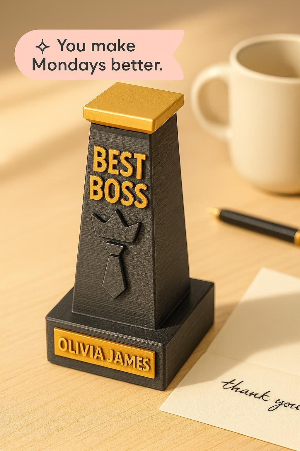 Executive Crown Tower™ — Personalized Best Boss Trophy & Desk Award ...