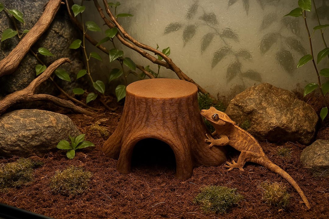 3D Printed Reptile Hide – Hollow Tree Stump Terrarium Decor ...