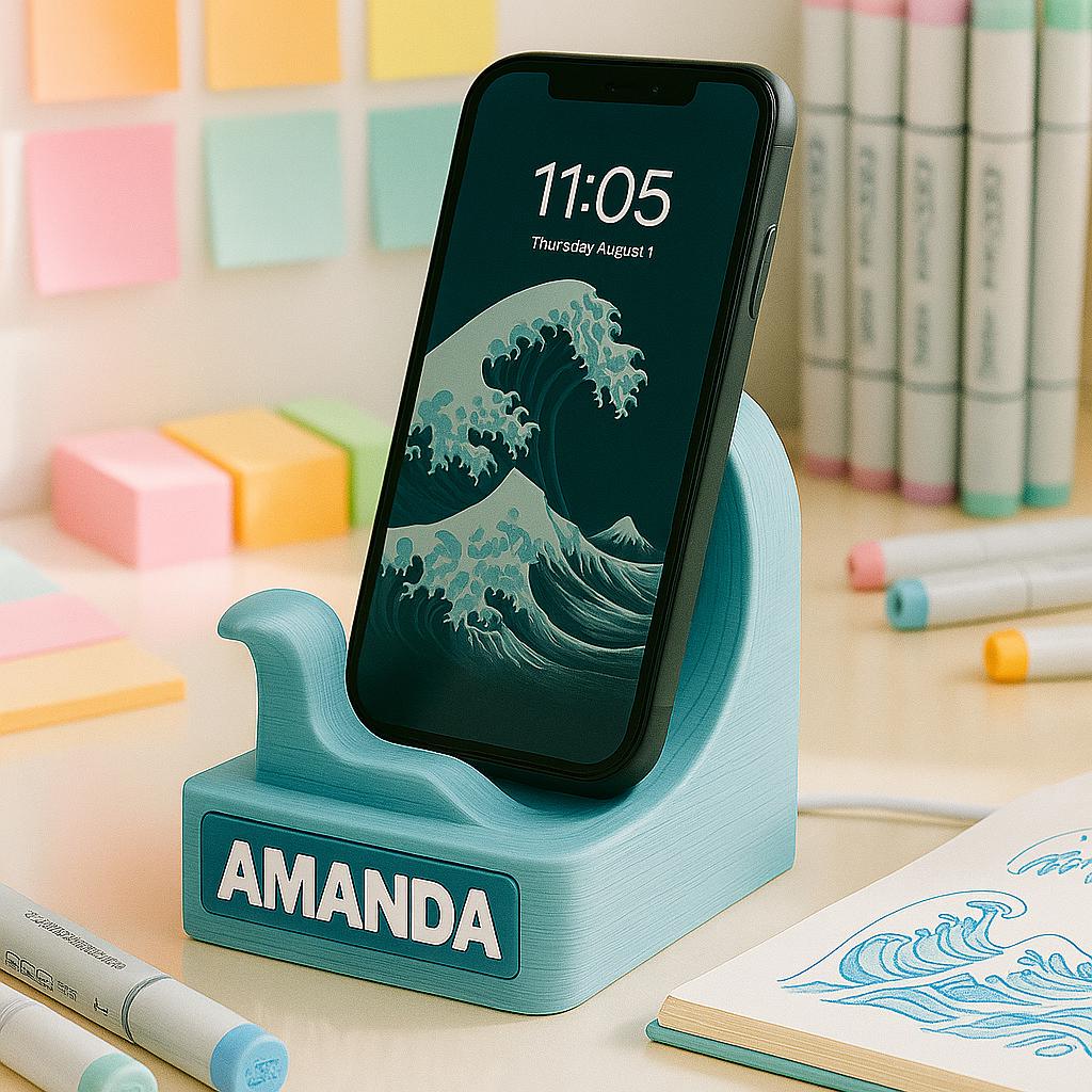Japanese Wave Phone Holder | 3d-printed Desk Stand & Personalized Home ...