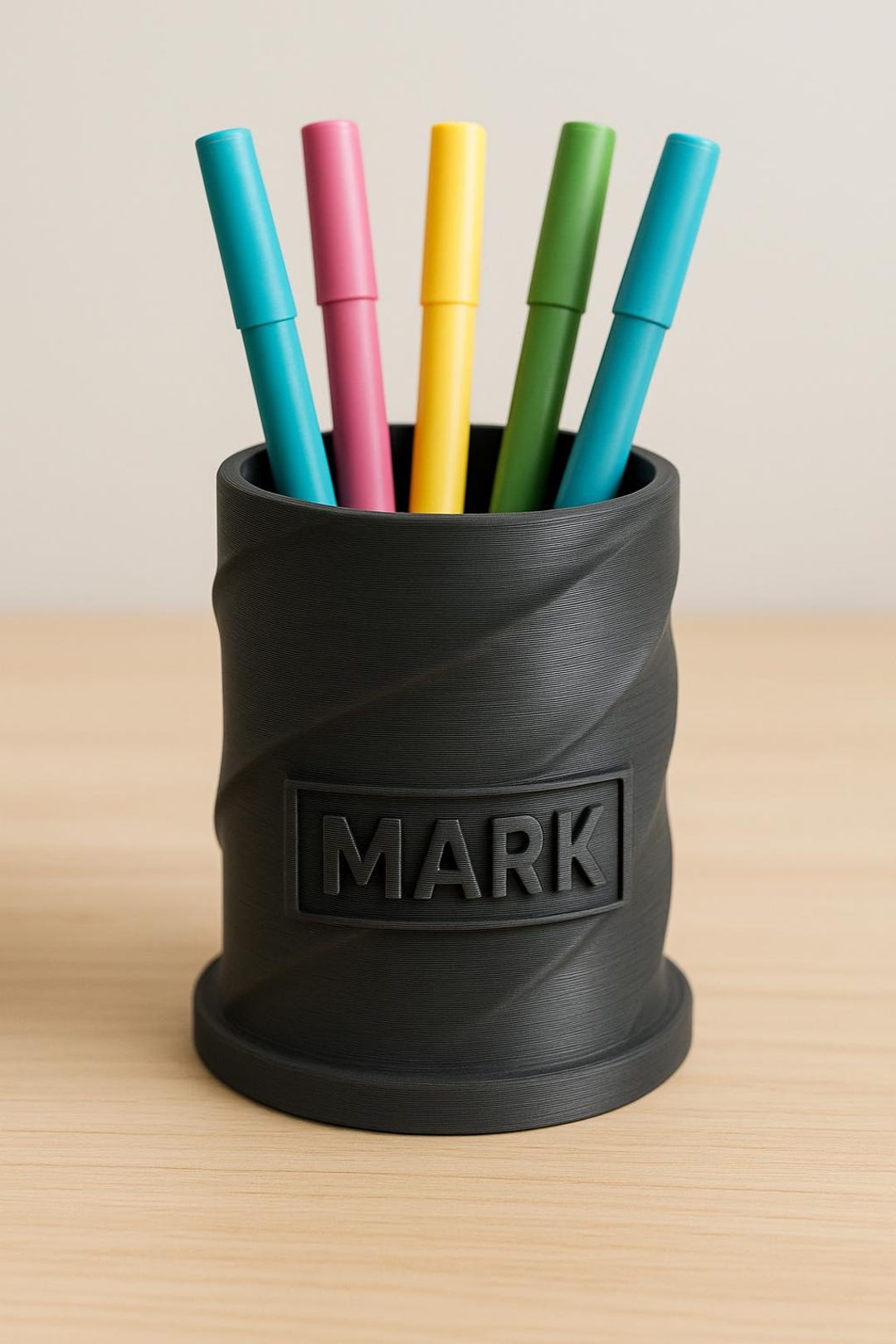 Personalized Spiral Pen Holder – Custom 3D Printed Name Desk Organizer ...