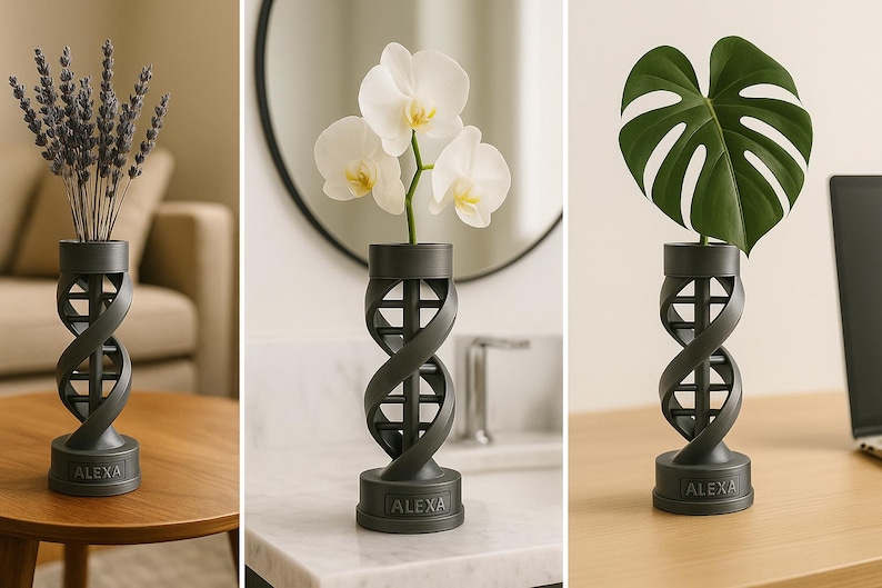 Personalized DNA Helix Vase, 3-D Printed “genome Blossom” • Custom Name ...