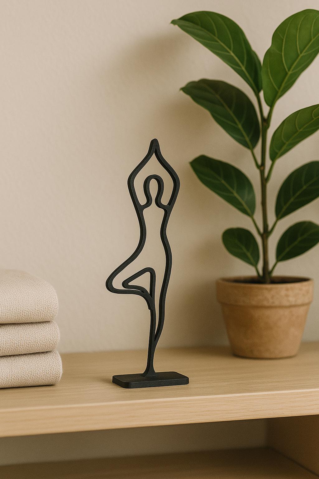 3D Printed Yoga Pose Sculpture – Minimalist Line Art Figurine – Tree ...
