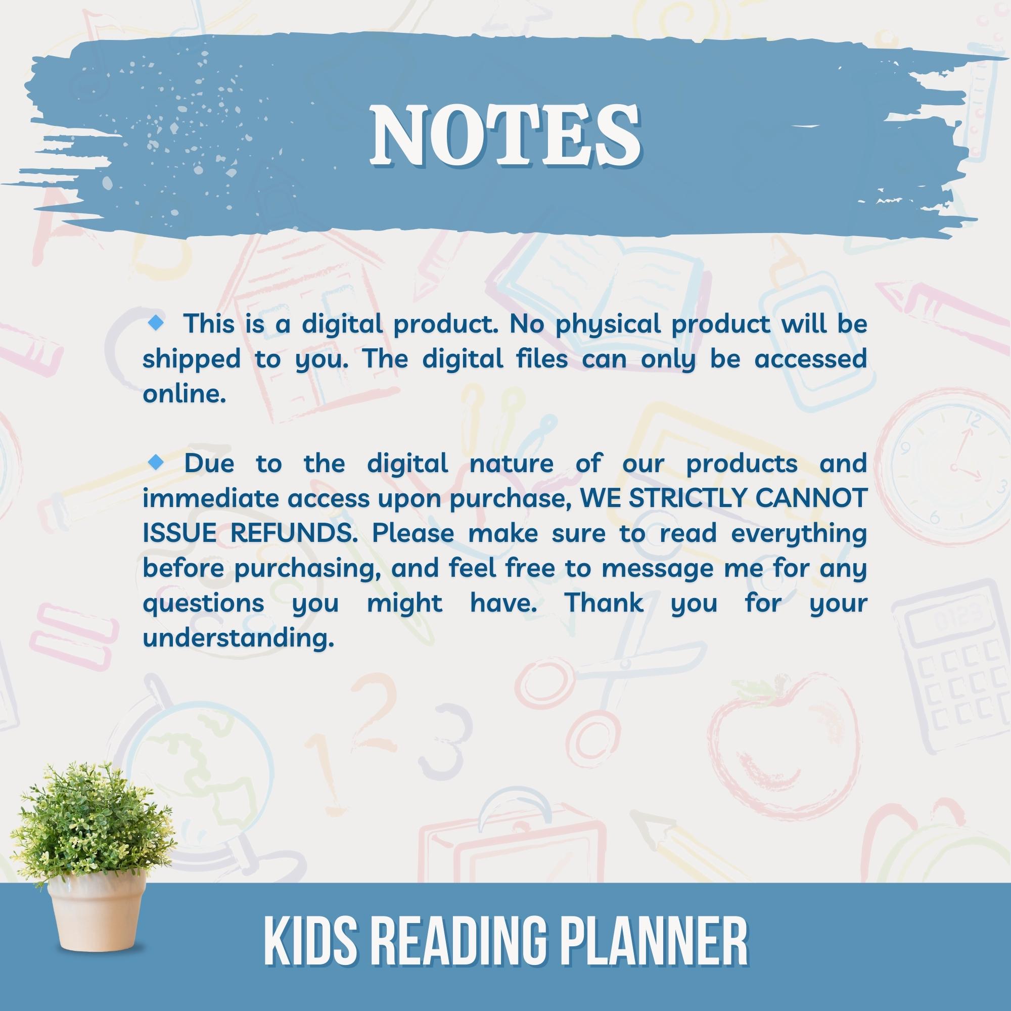 MRR Kids Reading Planner, Kids Reading Journal, Reading Tracker for ...