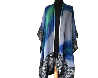 MAROC Hand Painted Silk Ruana Wedding or Travel Attire for | Etsy