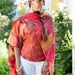 Hand Painted Silk Ruana, Vivid Red, Burnt Orange & Sienna, One of a ...