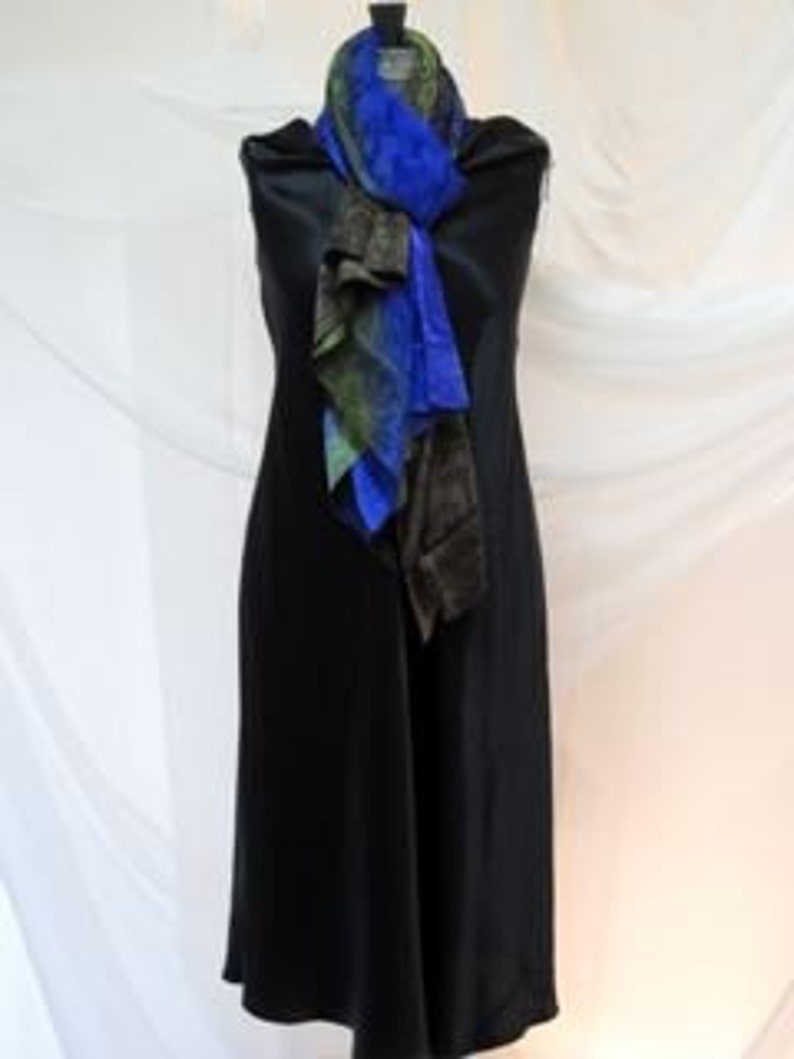 Hand Dyed Blue Green Purple Satin Trimmed Silk Chiffon Ruana - Etsy