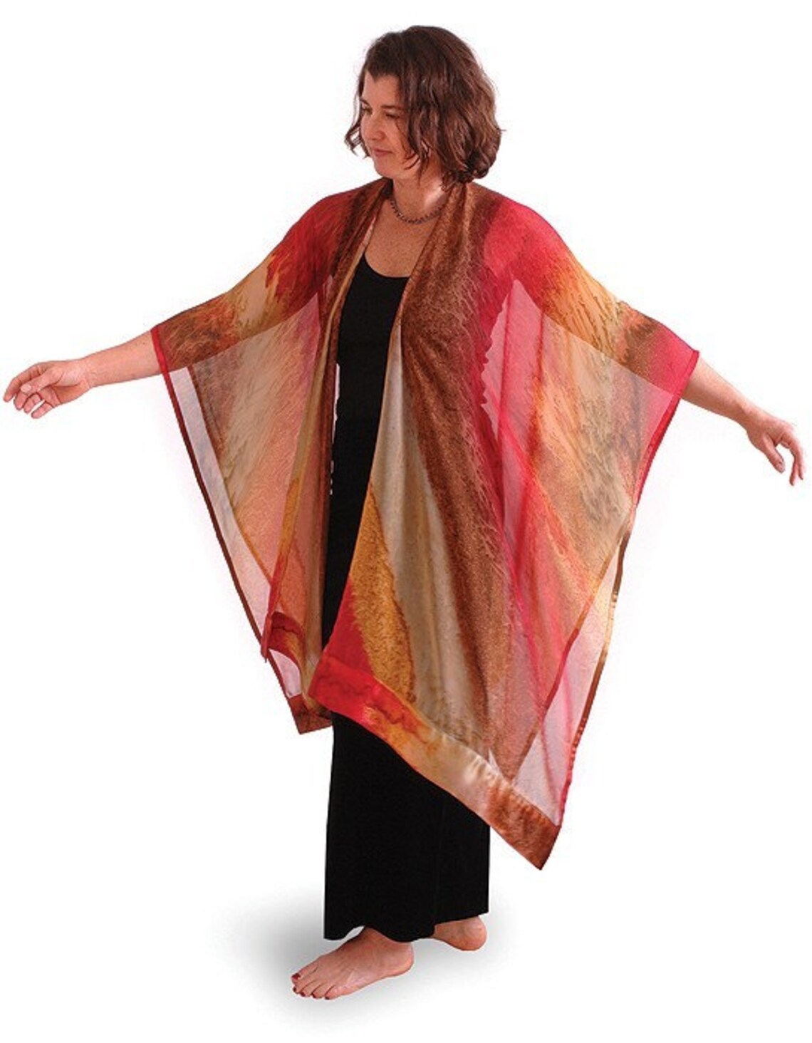 MAROC Hand Painted Silk Ruana, Wedding or Travel Attire for Women, Made ...