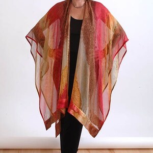 MAROC Hand Painted Silk Ruana, Wedding or Travel Attire for Women, Made ...