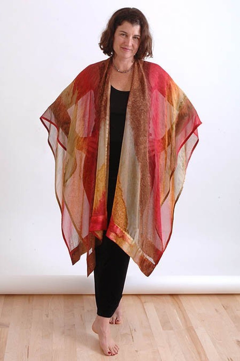 MAROC Hand Painted Silk Ruana, Wedding or Travel Attire for Women, Made ...