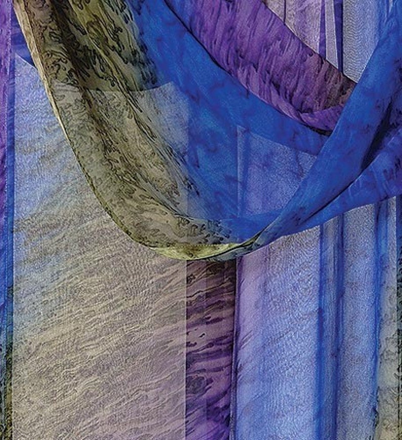 Hand Dyed Blue Green Purple Satin Trimmed Silk Chiffon Ruana - Etsy
