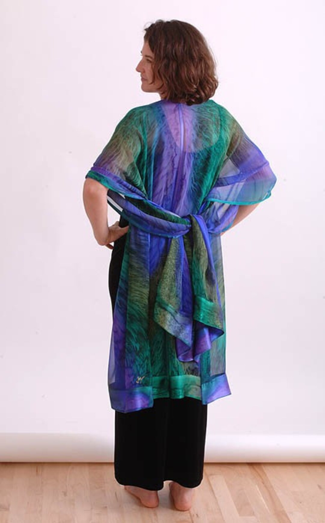 Mediterranean Luxury Hand Painted Silk Ruana, Festival, Wedding, Travel ...