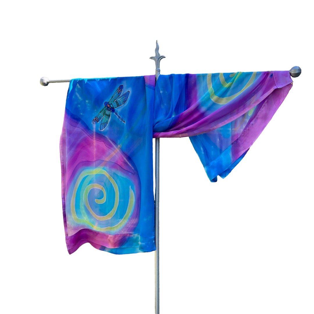 Hand Painted Silk Ruana Dragon Fly Spiral, Wedding Fashion, Travel ...