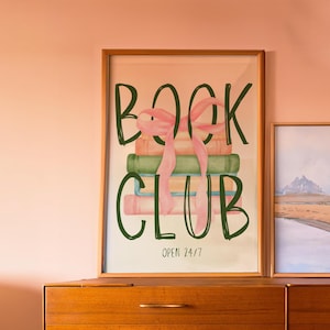 Book Club Book Print Bookshelf Decor Book Lover Gifts Book Wall Art ...