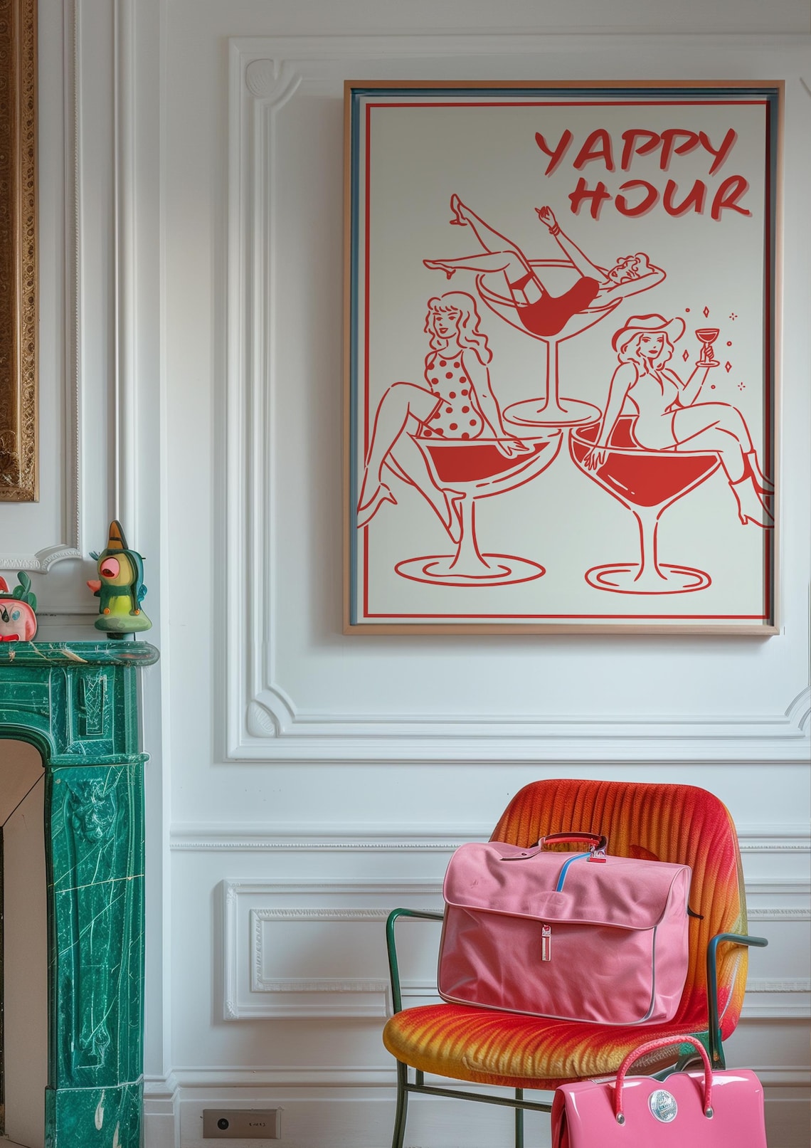 Yappy Hour Print Cocktail Poster Bar Cart Prints Retro Poster College ...