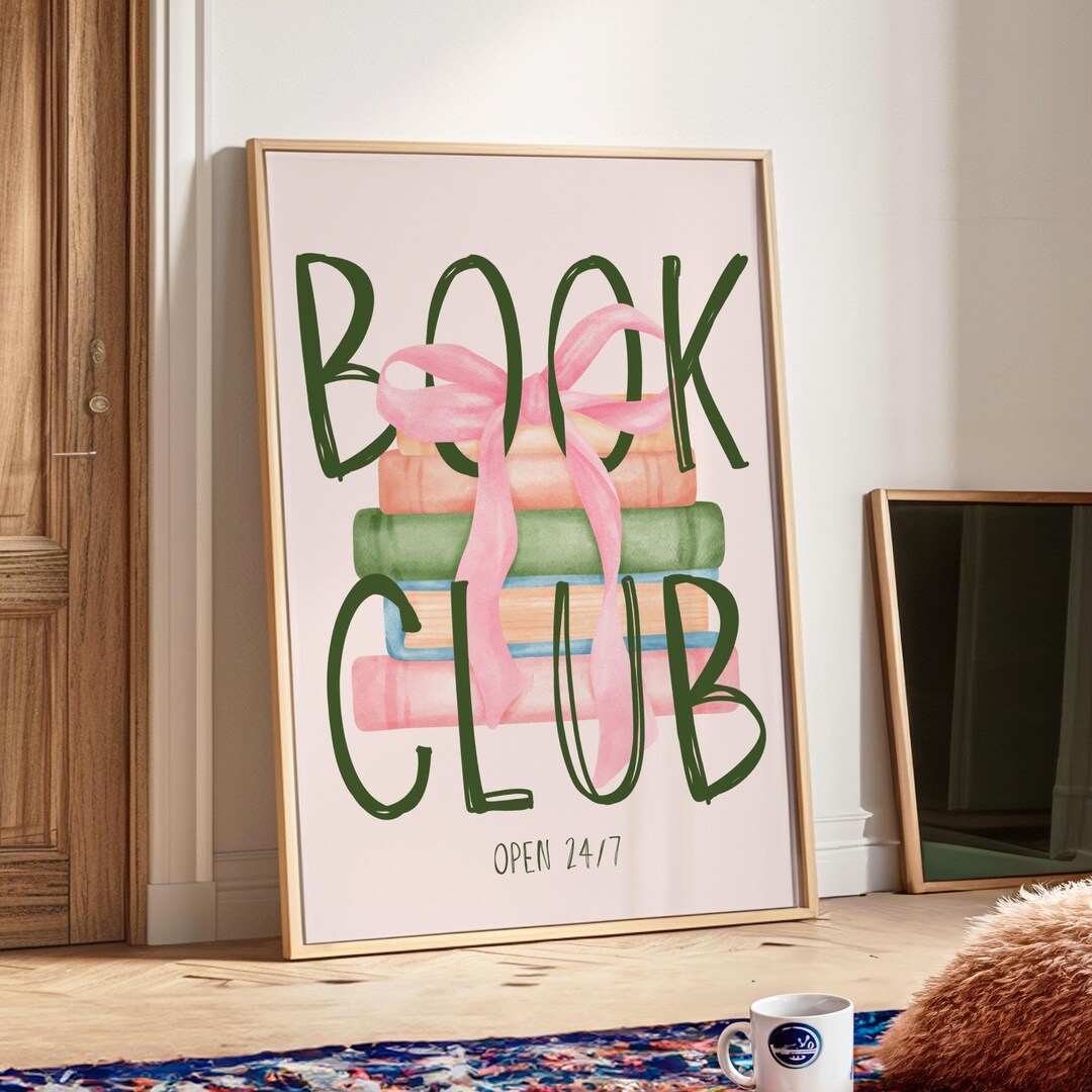 Book Club Book Print Bookshelf Decor Book Lover Gifts Book Wall Art ...