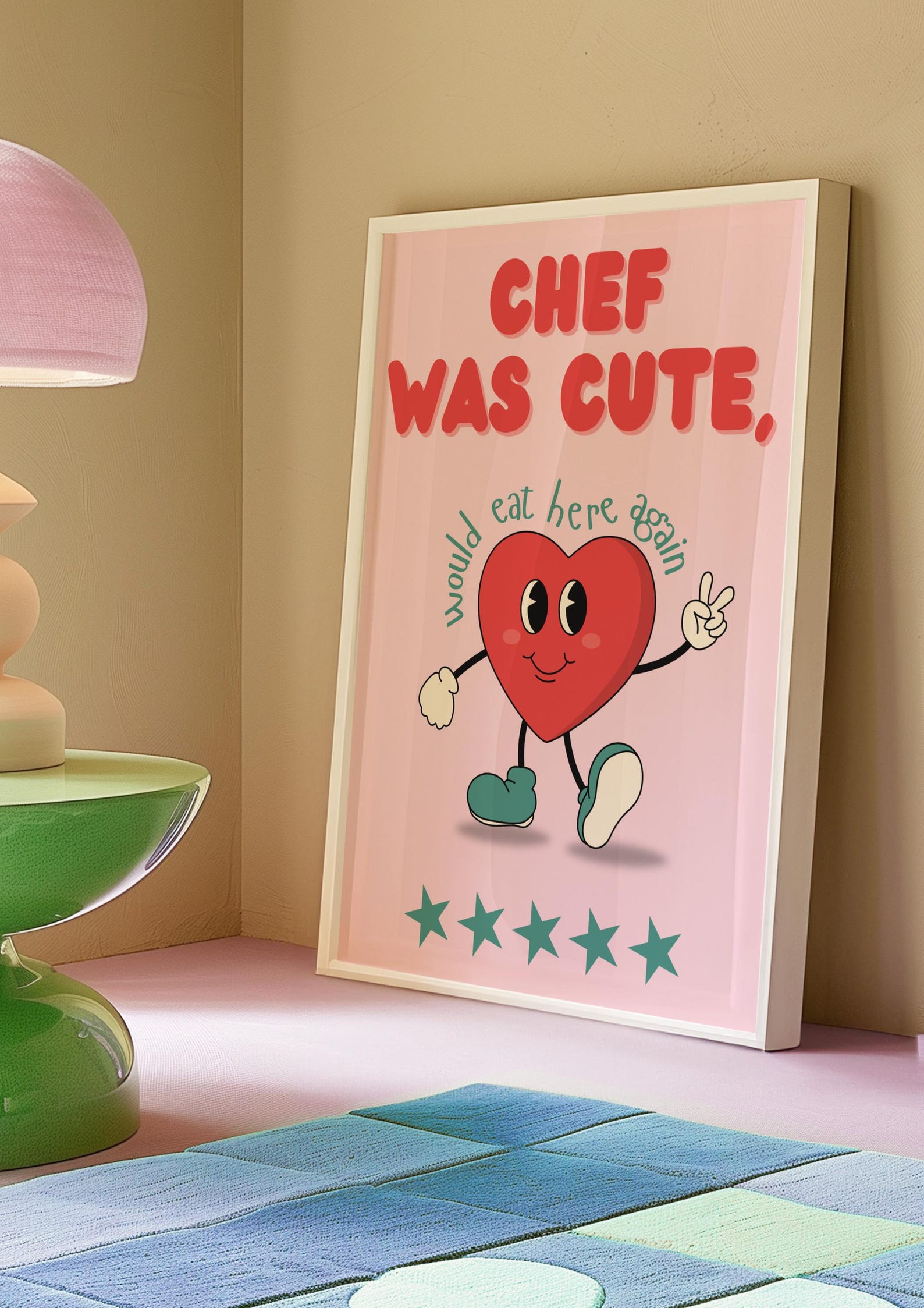 Chef Was Cute Would Eat Here Again Retro Poster College Apartment Decor ...