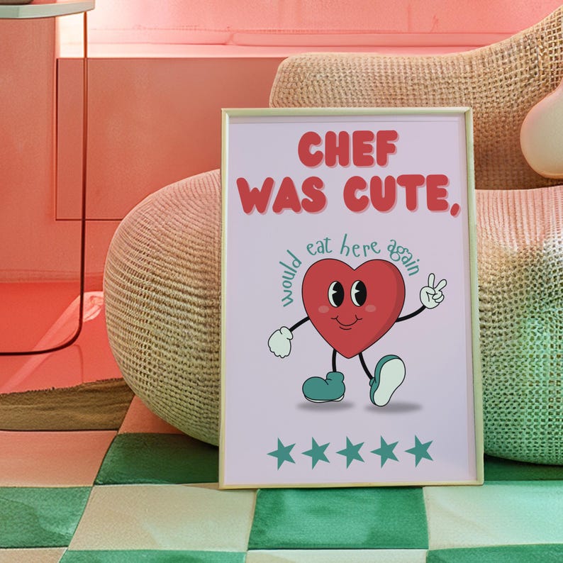 Chef Was Cute Would Eat Here Again Retro Poster College Apartment Decor ...