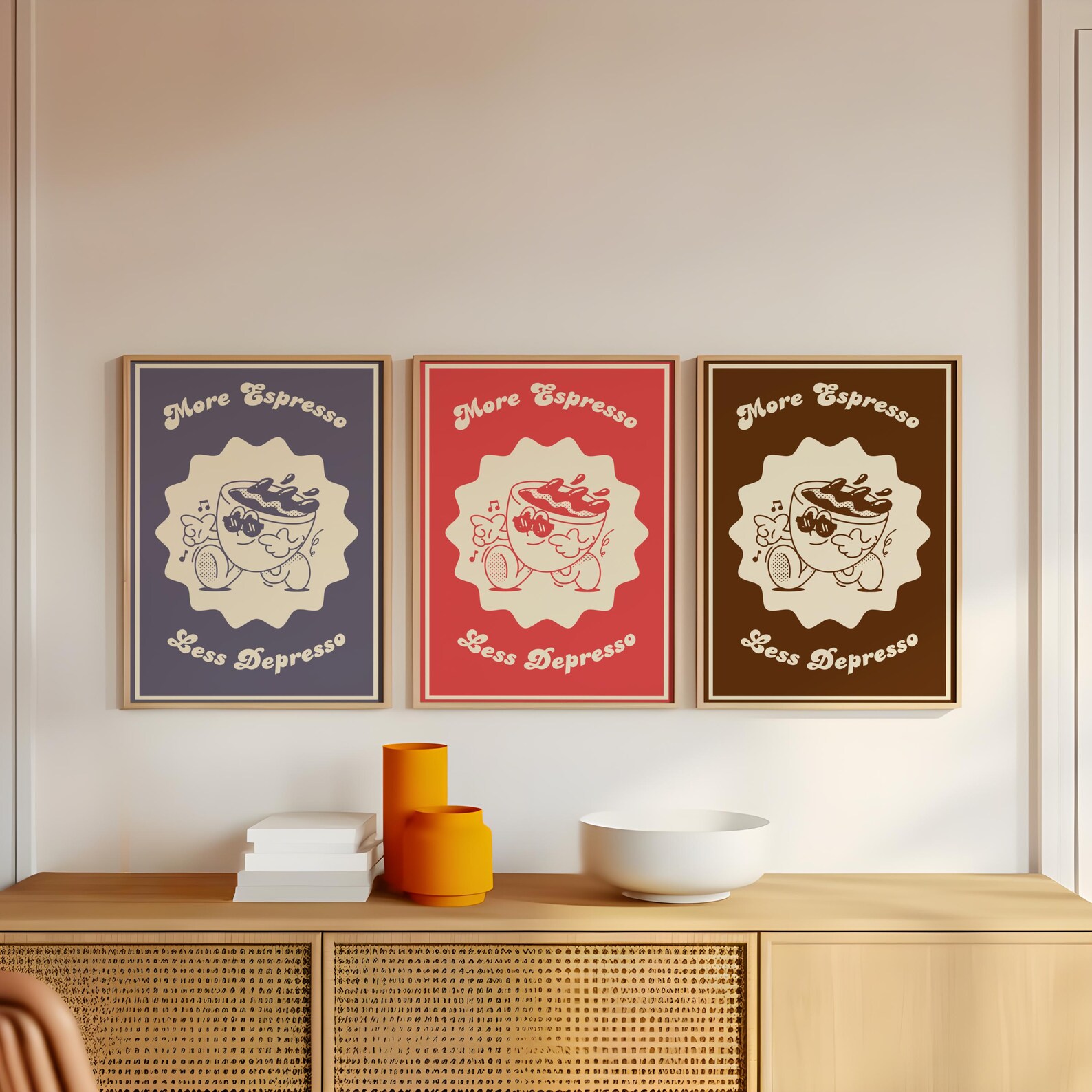 CUSTOM More Espresso Less Depresso Print Retro Coffee Poster College ...