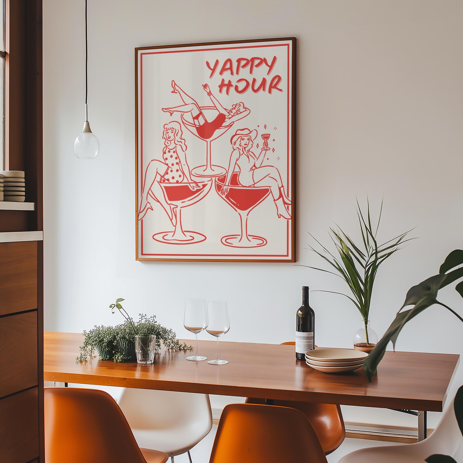 Yappy Hour Print Cocktail Poster Bar Cart Prints Retro Poster College ...