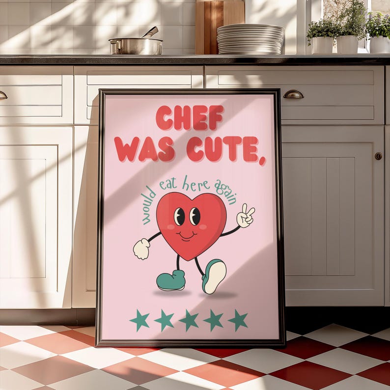 Chef Was Cute Would Eat Here Again Retro Poster College Apartment Decor ...