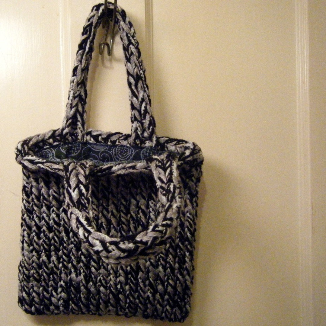 Grey Knit Handbag, Lined Knit Handbag, Funky Handbag - Etsy