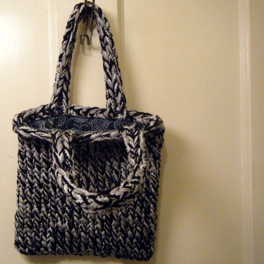 Grey Knit Handbag, Lined Knit Handbag, Funky Handbag - Etsy