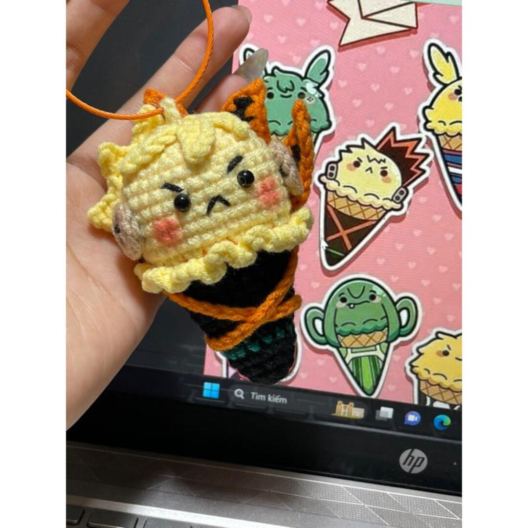 Crochet Bakugo Ice Cream Keychain, Crochet Bakugo Keychain, Amigurumi ...