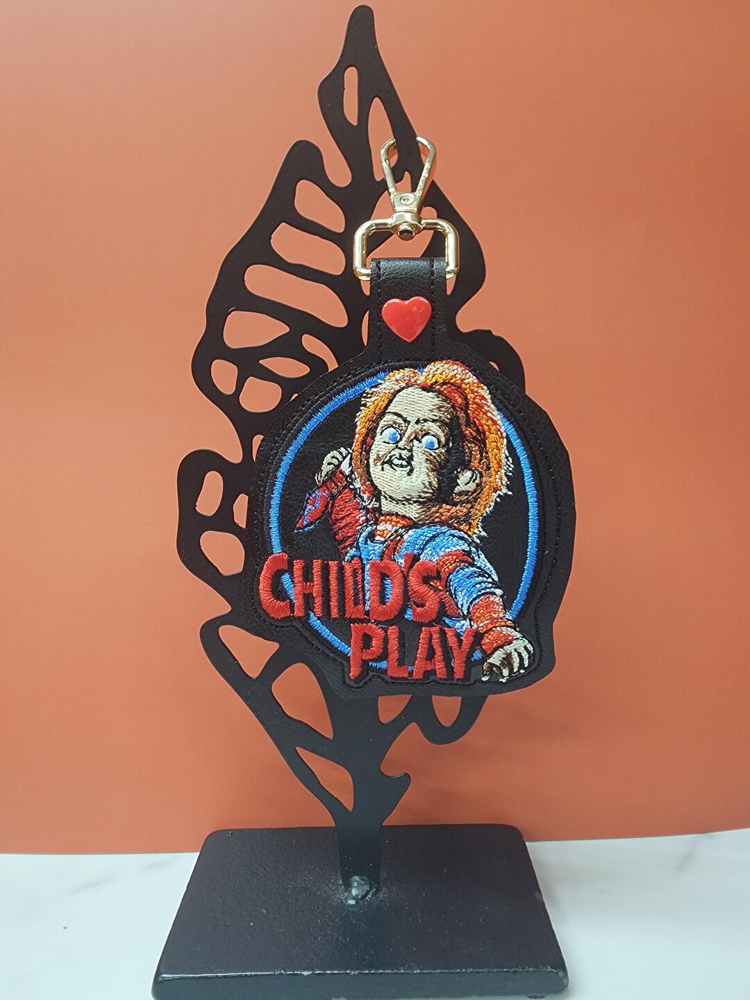 Chucky Child's Play Halloween Faux Leather Machine Embroidery Keychain ...