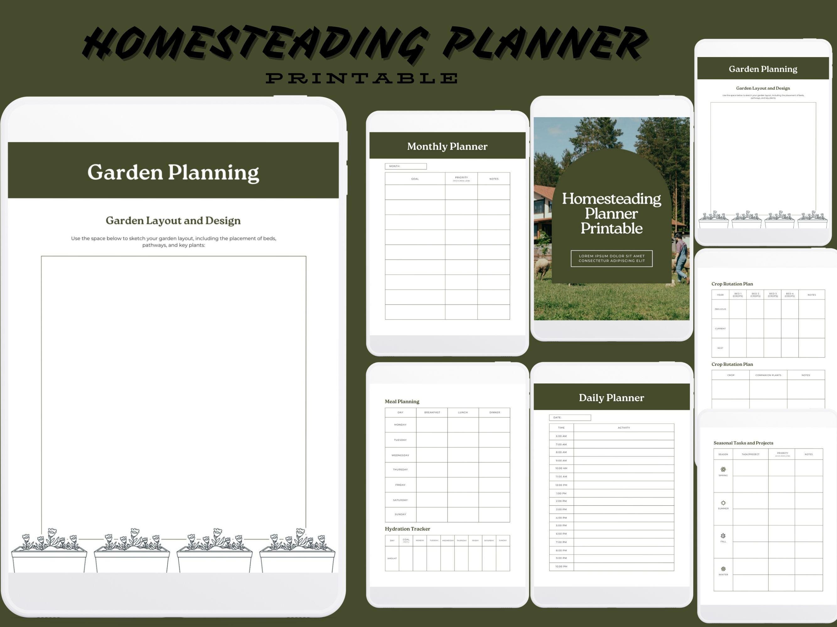 Printable Homesteading Planner Gardening Journal Printable Planner for ...