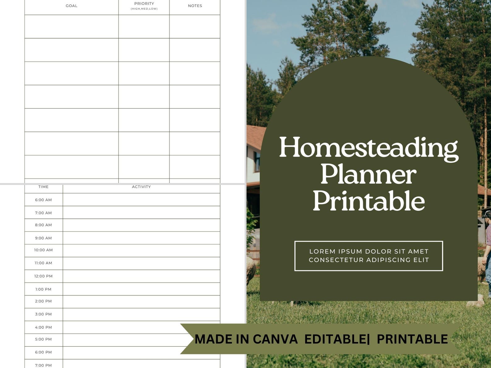 Printable Homesteading Planner Gardening Journal Printable Planner for ...