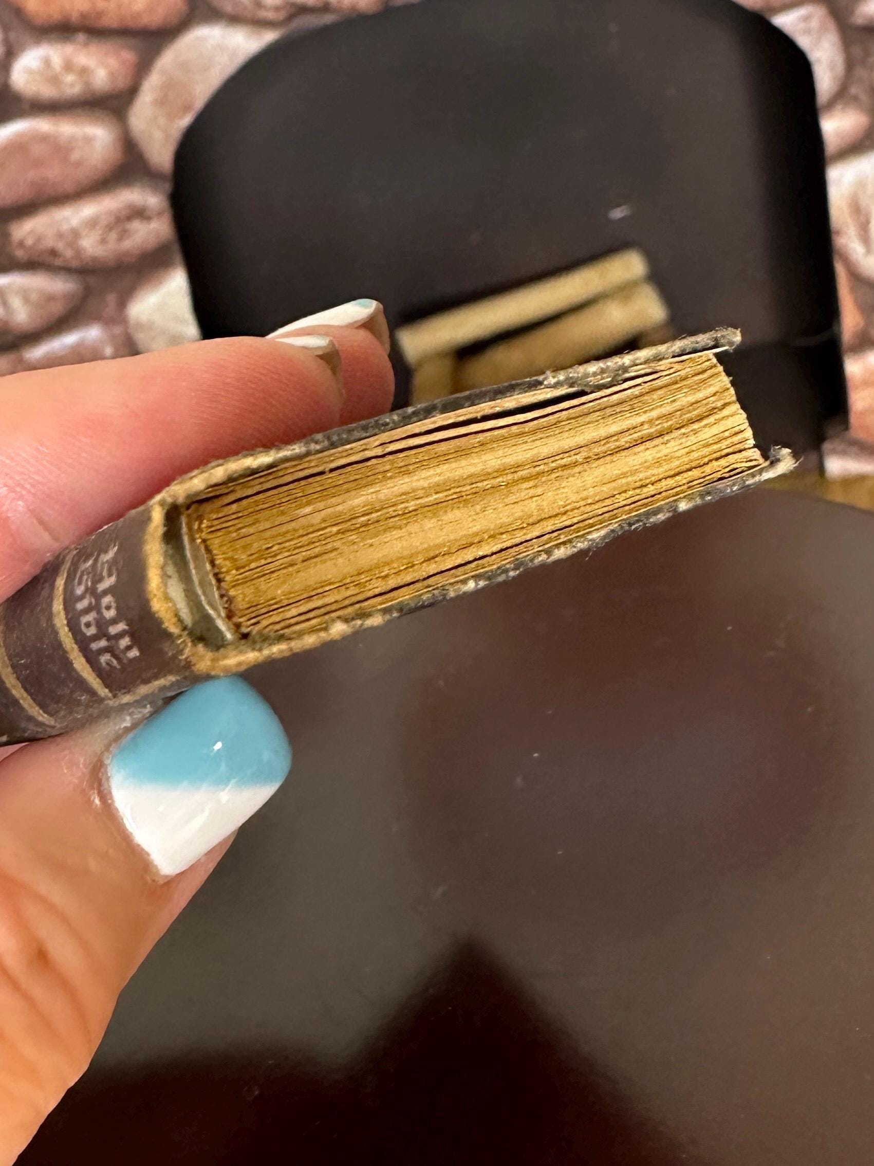 Miniature Handmade Vintage Style Holy Bible | Gold Embossed Family ...