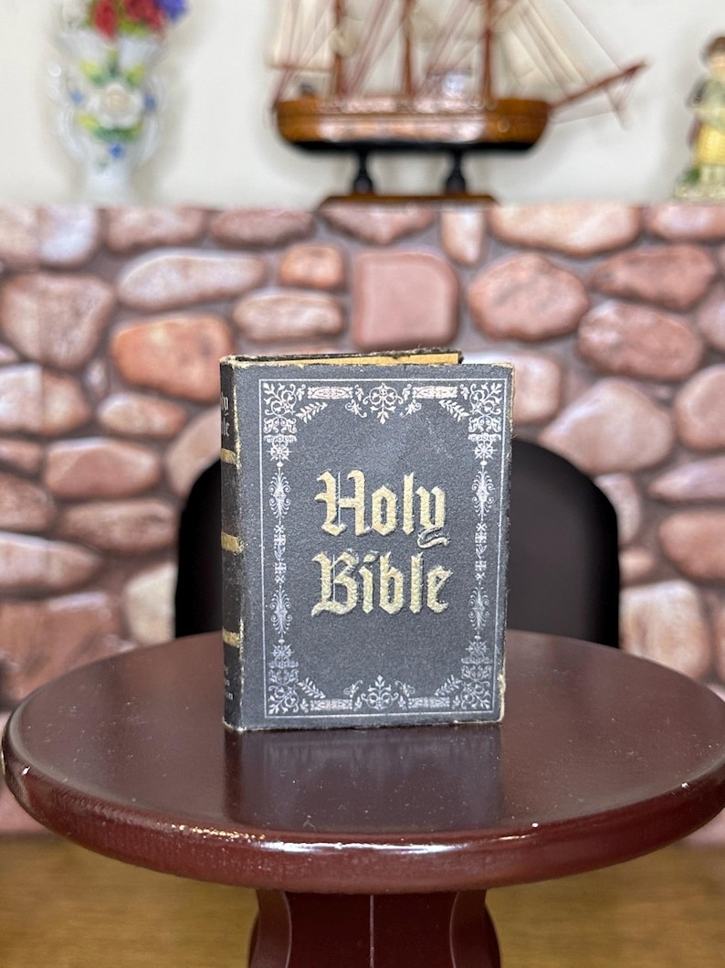 Miniature Handmade Vintage Style Holy Bible | Gold Embossed Family ...