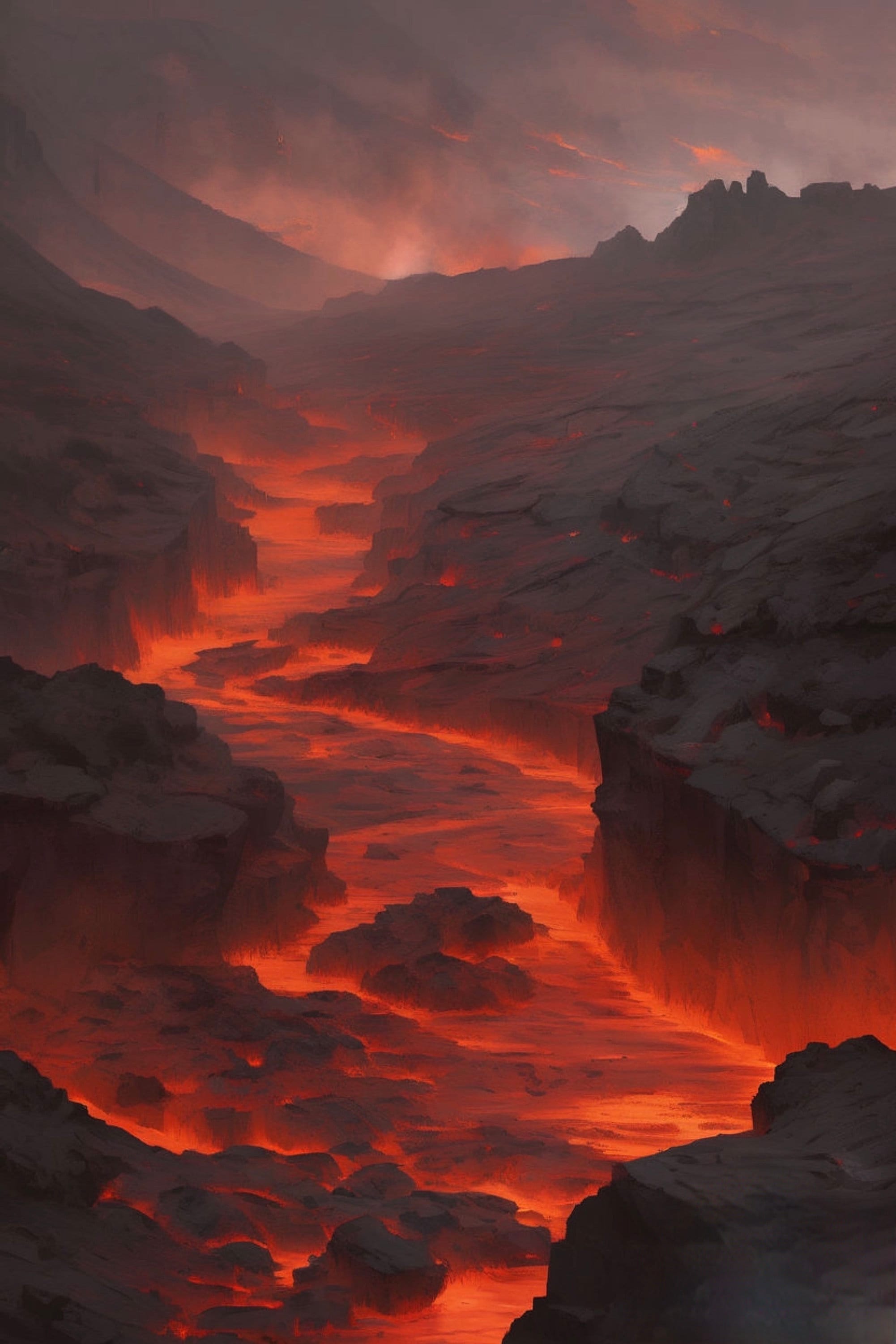 Volcanic Lava River Digital Download Art Print Lava Wall Decor Ash ...