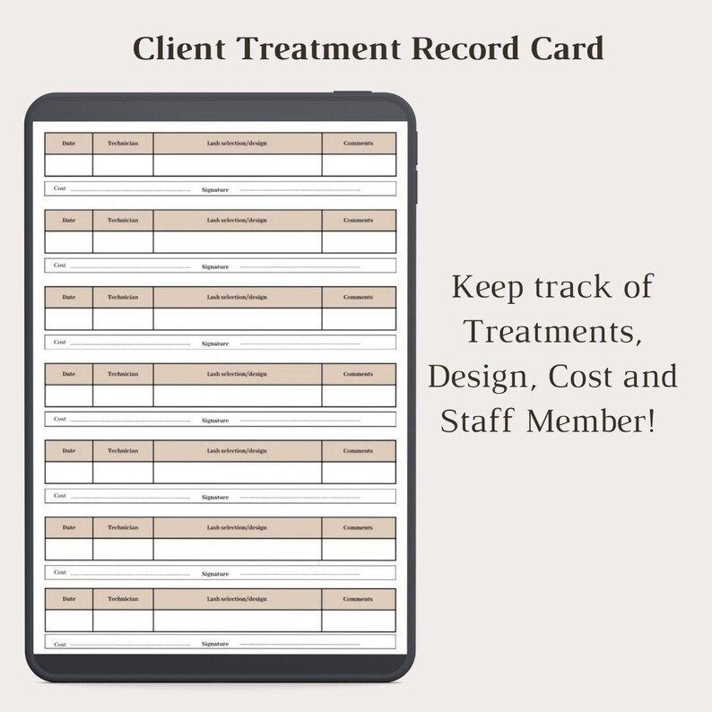 Lashing Business Client Patch Test Card, Record Card, Salon ...